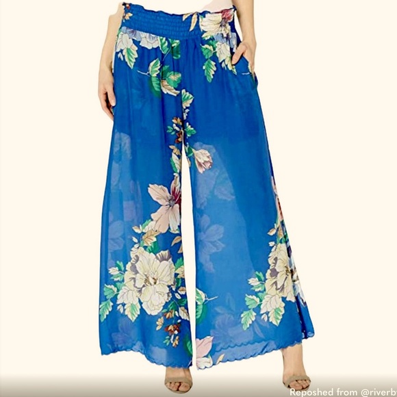 Johnny Was | Pants & Jumpsuits | Johnny Was Beach Palazzo Pants Blue ...